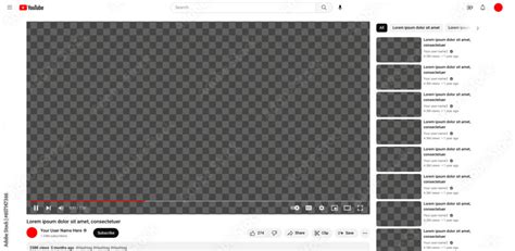 Youtube Web Video Player Mockup Template Social Media And Social