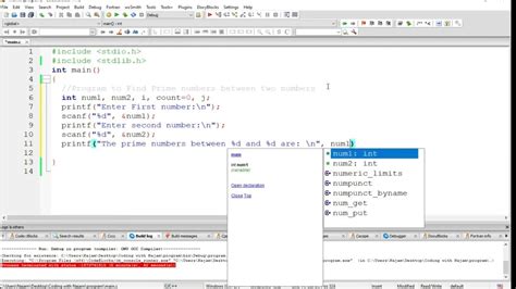 Learn How To Print All Prime Numbers Between Two Numbers In C Using A Program Youtube