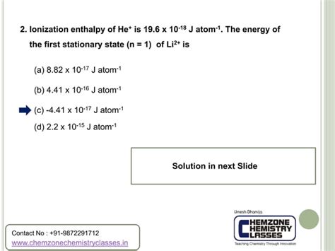 Atomic Structure Multiple Choice Questions For IIT JEE NEET SAT KVPY PPT