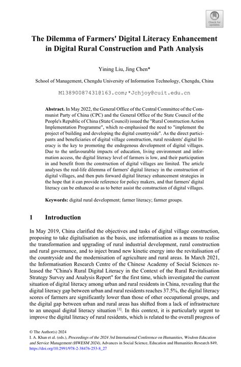 Pdf The Dilemma Of Farmers Digital Literacy Enhancement In Digital Rural Construction And