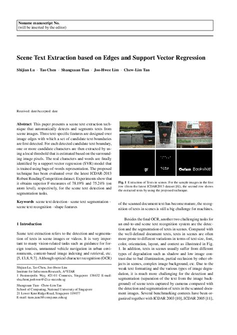 Pdf Scene Text Extraction Based On Edges And Support Vector Regression