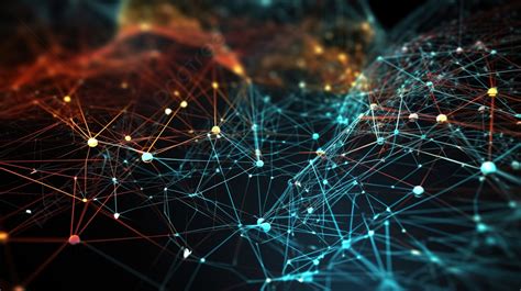 Fondo Red Informática En Azul Con Líneas Naranjas Y Oscuras Fondo