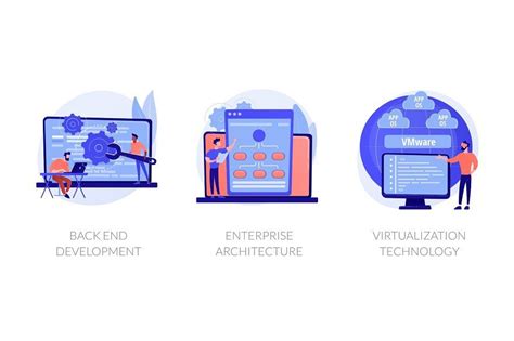 Software Engineering Franchise Building Cloud Computing Icons Set Back End Development