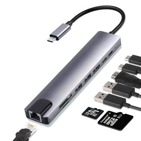 Baile USB C Hub Type C Hub Adapter In With Ethernet K HDMI USB W PD USB C Data