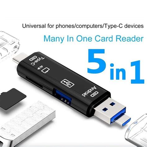 Адаптер для чтения карт памяти типа C и Micro Usb Otg Карта чтения 5 в 1 Usb Tf для компьютера