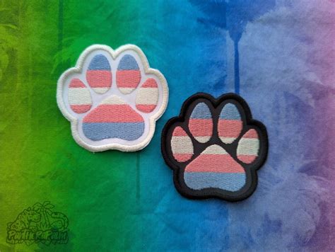 Trans Pride Paw Print 25 Embroidered Patch Iron On Sew On Stick On Hook Fastener Etsy