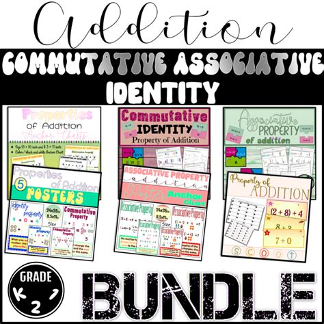 Associative Commutative Identity Property Addition Worksheet Puzzle Poster Scoot Game Anchor