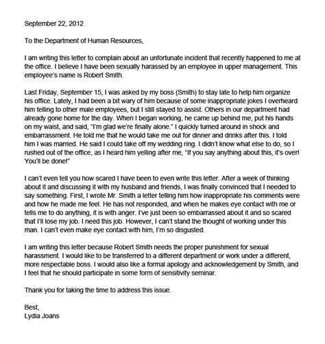 Sexual Harassment Letter Template Williamson Ga Us