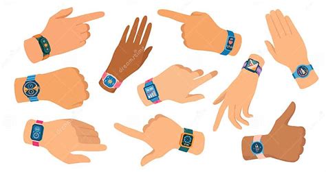 Smart Watch On Hands Modern Smartwatch On Man Wrist Wearable Technology Concept Person