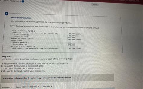 Solved Required Using The Weighted Average Method Chegg