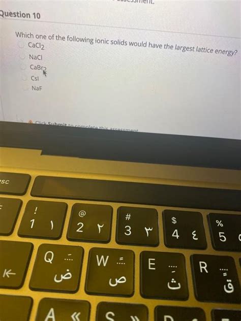 Solved Question 10 Which One Of The Following Ionic Solids