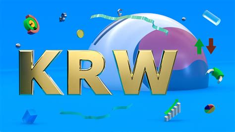 금박을 입힌 글자는 한국 국기 조각의 배경 추상적 인 다색 모양 화살표 통화 기호 및 차트에 대해 원화합니다 3d 렌더링 금융 외환 개념 0명에 대한 스톡 사진 및 기타