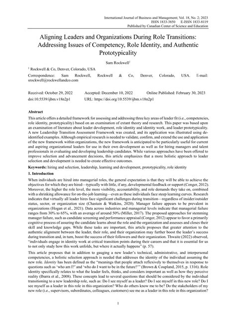 Pdf Aligning Leaders And Organizations During Role Transitions