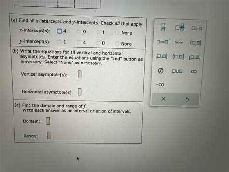 Solved A Find All X Intercepts And Y Intercepts Check All Chegg Com