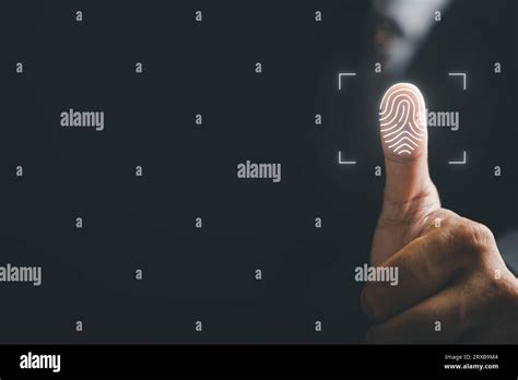 Secure Access With A Thumbs Up And Virtual Fingerprint Scan Stock Photo Alamy