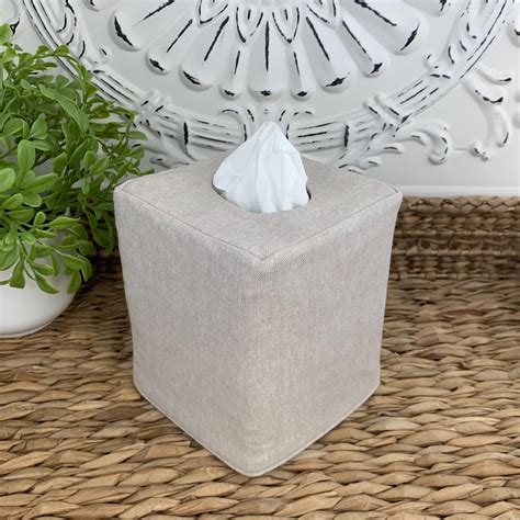 Linen Tissue Box Cover Etsy