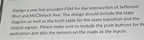 Solved Design A One Hot Encoded Fsm For The Intersection Of