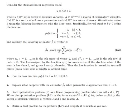 Consider The Standard Linear Regression Model Y
