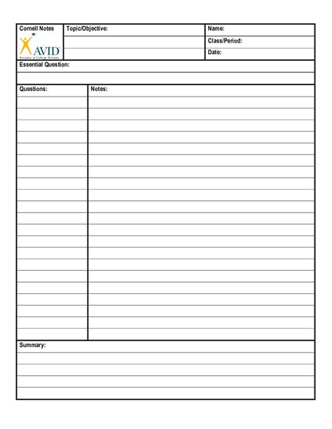 Cornell Notes Template Avid Edit Fill Sign Online Handypdf