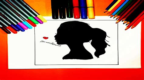 Drawing A Woman Shadow In Black In An Easy Way Step By Step YouTube