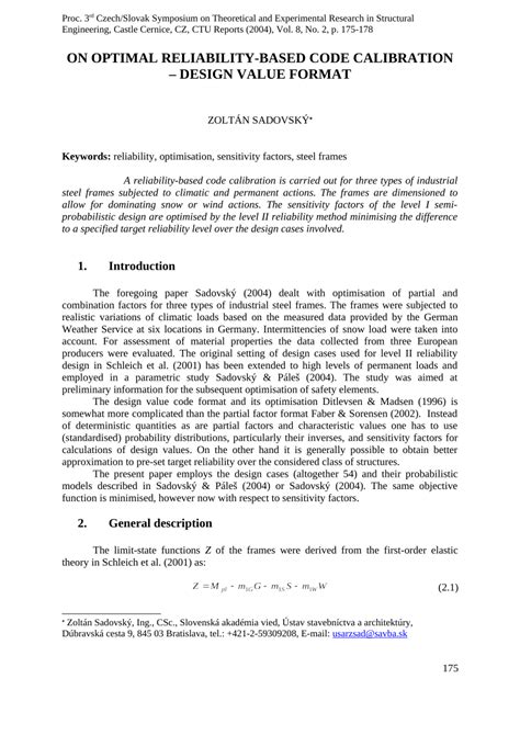 Pdf On Optimal Reliability Based Calibration Design Value Format