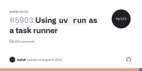 Using `uv Run` As A Task Runner · Issue 5903 · Astral Shuv · Github