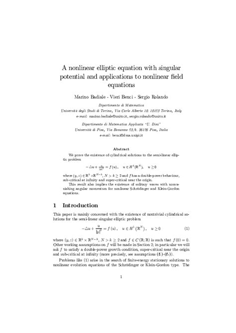 Pdf A Nonlinear Elliptic Equation With Singular Potential And Applications To Nonlinear Field