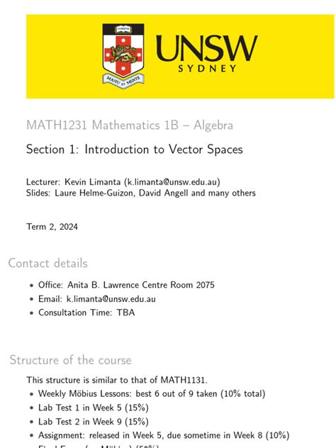 Section 1 Introduction To Vector Spaces Pdf Vector Space Field Mathematics