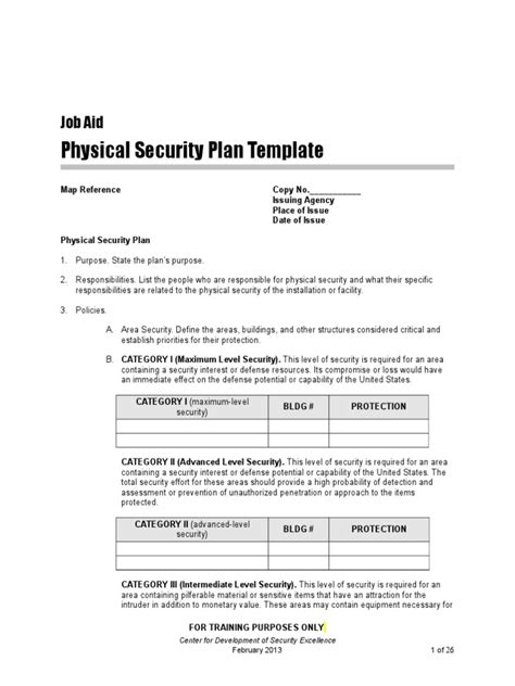 Physical Security Plan Template Pdf Physical Security Security