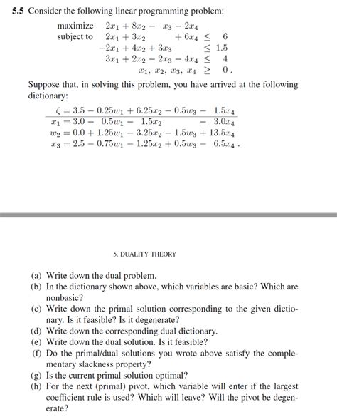 Solved 5 5 Consider The Following Linear Programming