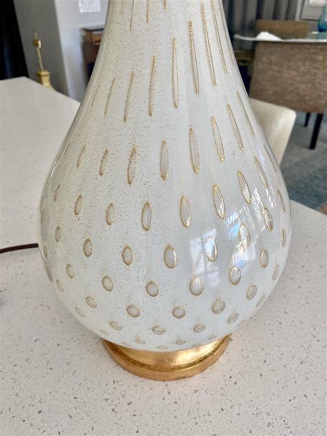 Large Barbini Murano White Gold Glass Table Lamp For Sale At 1stdibs