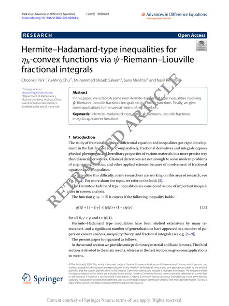 Pdf Hermitehadamard Type Inequalities For ηh Convex Functions Via ψ
