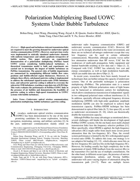 Pdf Polarization Multiplexing Based Uowc Systems Under Bubble Turbulence