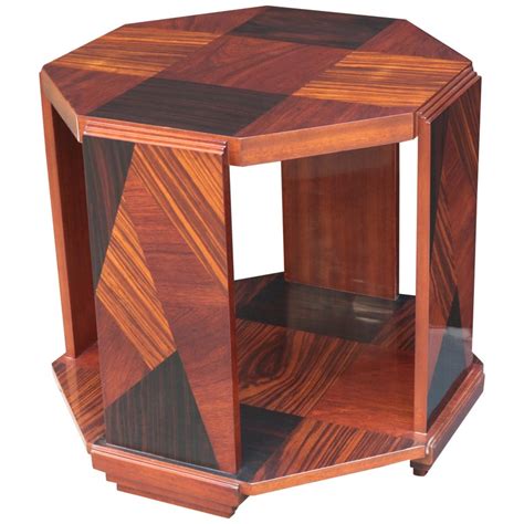 Art Deco Octagonal Side Table With Parquetry Inlay Pattern