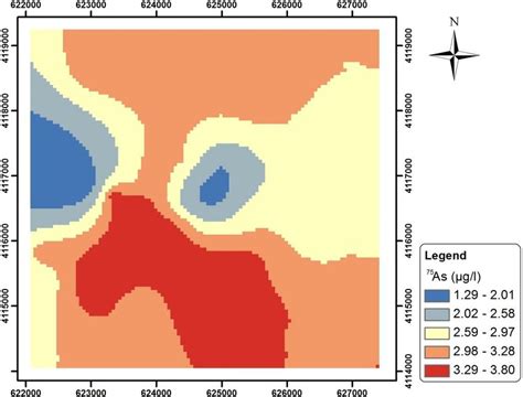 31 Kriging Interpolation Result Of 75 As Shown On Arcgis Download Scientific Diagram