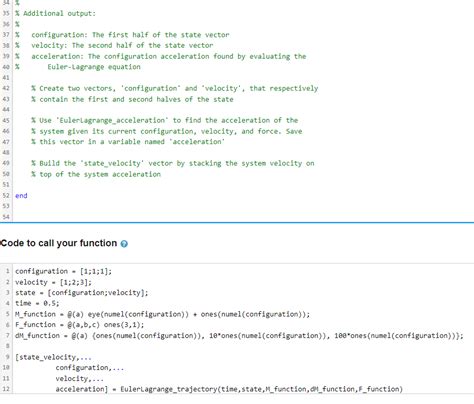 solved use the acceleration output of the euler lagrange