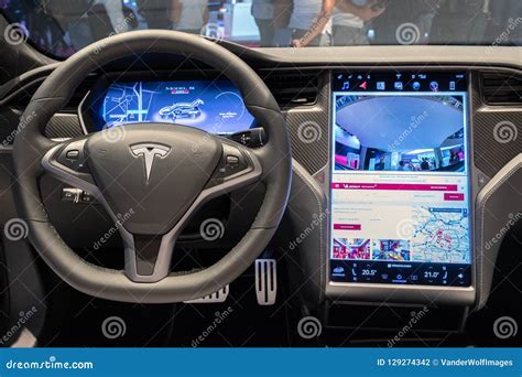 Interior Dashboard Tesla Model S P100d Electric Car Editorial Photography Image Of P100d