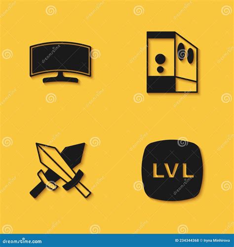 Set Computer Monitor Level Game Sword For And Case Of Computer Icon