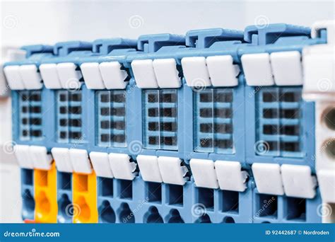 Close Up Wiring Connectors Terminal Blocks Stock Image Image Of Clamp Industrial