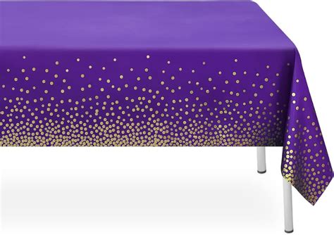Likajon 2 Pack Purple And Gold Dot Tablecloth Plastic