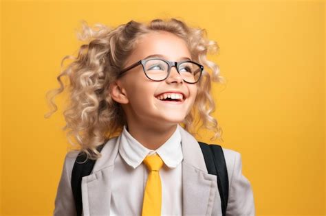Premium Ai Image Schoolgirl Is Ready To Go To School With Backpack On