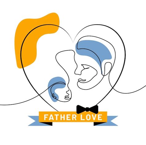 Feliz Día Del Padre Padre Y Su Hijo Una Línea Continua De Dibujo De