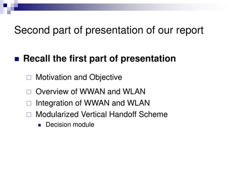 Ppt Modularized Two Stages Vertical Handoff Scheme In Integration Of Wwan And Wlan Powerpoint