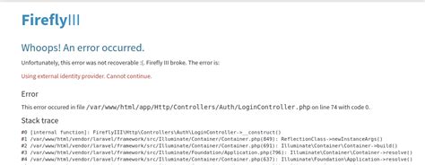 Not Null Violation Error When First Login · Issue 3809 · Firefly Iii