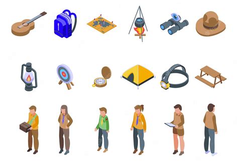 Premium Vector Scouting Icons Set Isometric Set Of Scouting Vector Icons For Web Design