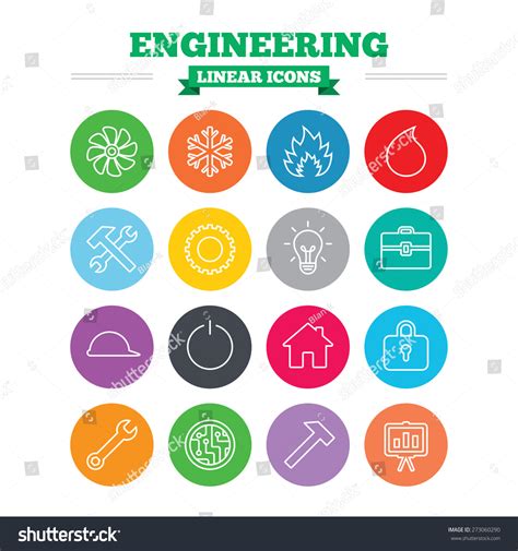 Engineering Linear Icons Set Ventilation Heat Stock Vector Royalty Free 273060290 Shutterstock