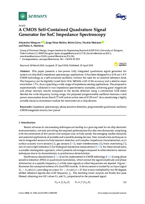 Pdf A Cmos Self Contained Quadrature Signal Generator For Soc Impedance Spectroscopy
