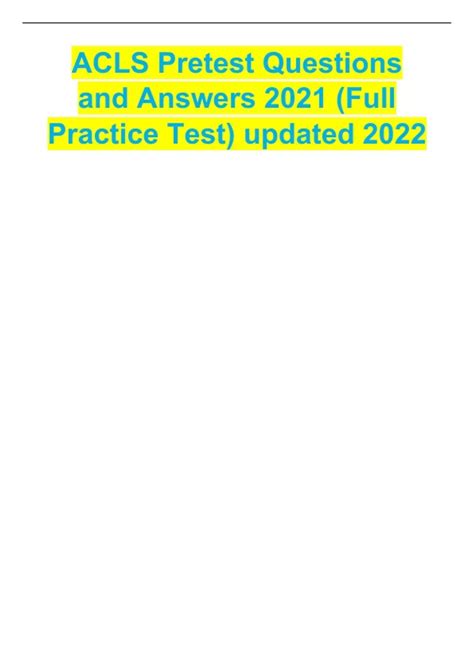 ACLS Pretest Questions And Answers 2021 Full Practice Test Updated 2022 ACLS Pretest