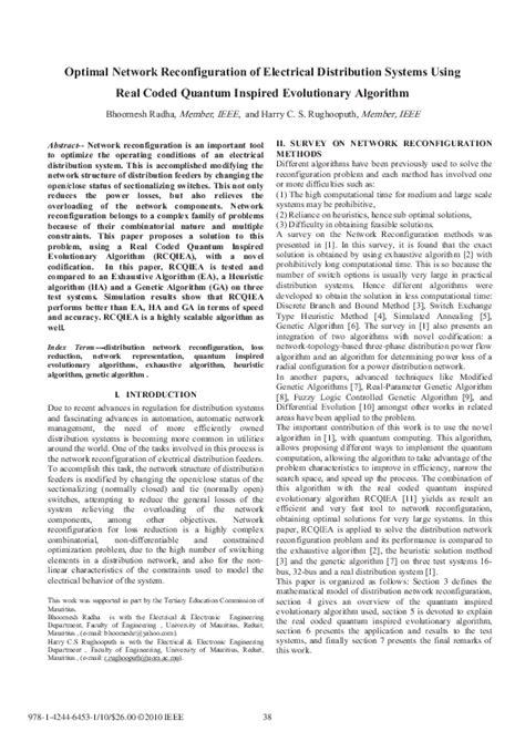 Pdf Optimal Network Reconfiguration Of Electrical Distribution