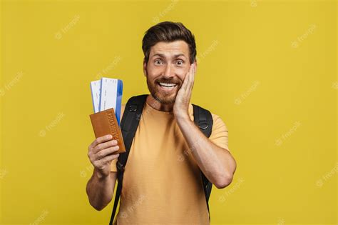 Premium Photo Finally Vacation Overjoyed Caucasian Man Holding